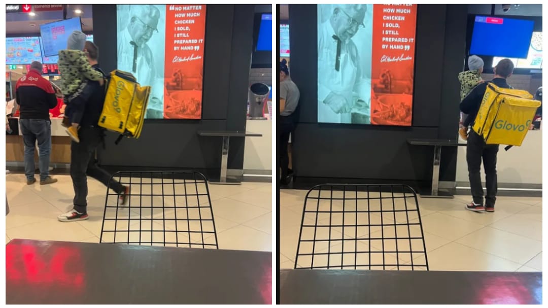 Un tătic a cucerit internetul! La muncă, cu copilul în brațe